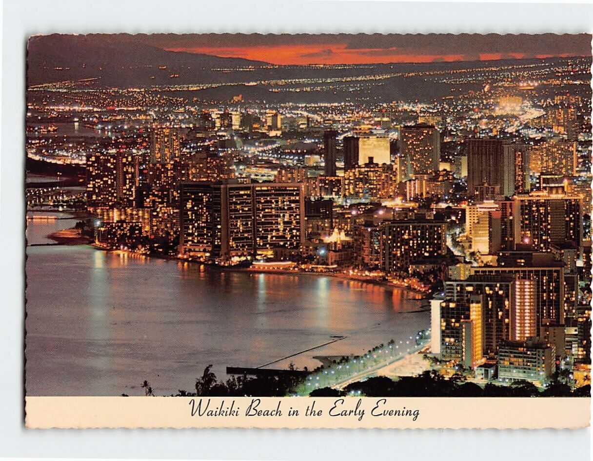 Postcard Waikiki Beach in the Early Evening, Honolulu, Hawaii | United ...