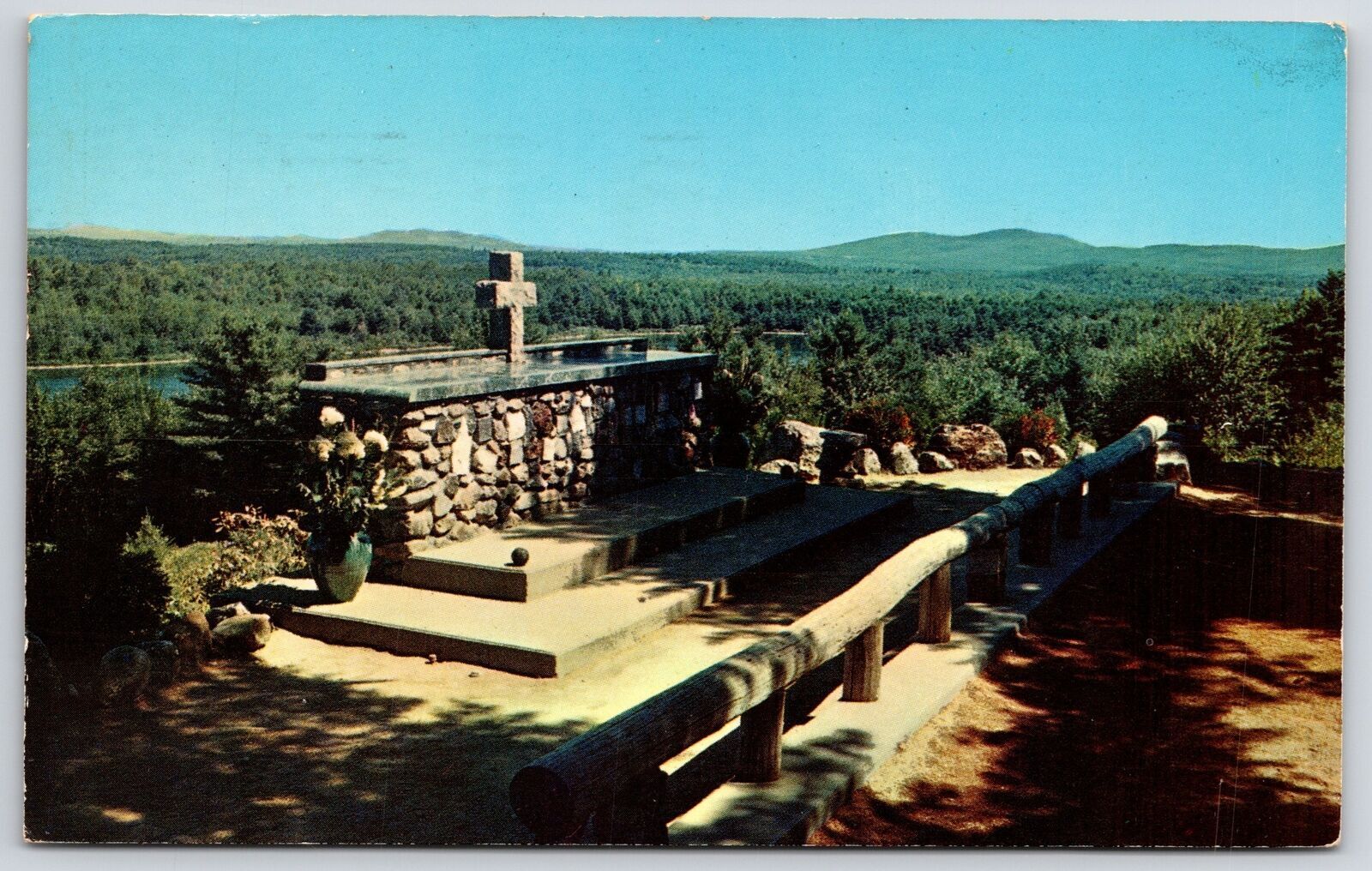 Postcard 1969 Altar of Nation Cathedral Church of the Pines Rindge New ...