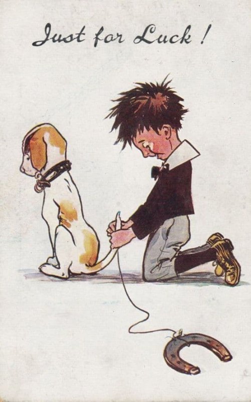 Dog With Magnet Tied To Tail Old Comic Humour Postcard | Topics ...