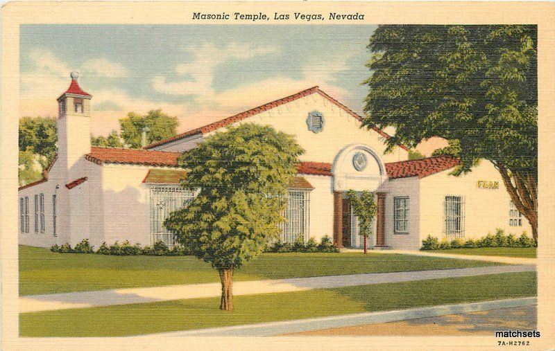 1940s Reno Nevada Masonic Temple Boulder Dam Teich linen postcard 8609 ...