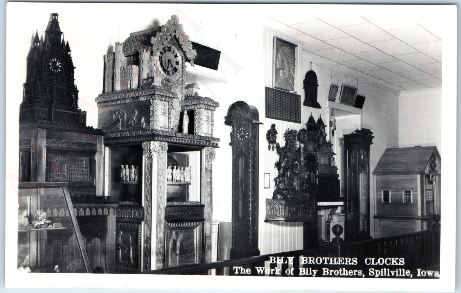 c1950s Spillville, IA Bily Brothers RPPC Clock Collection Hand Carved ...