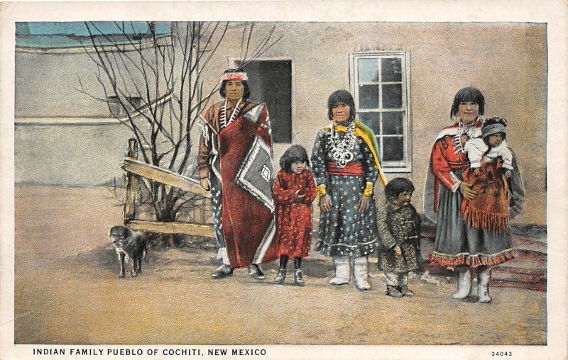 G44/ Cochiti New Mexico Postcard Indian Family Pueblo Native American ...