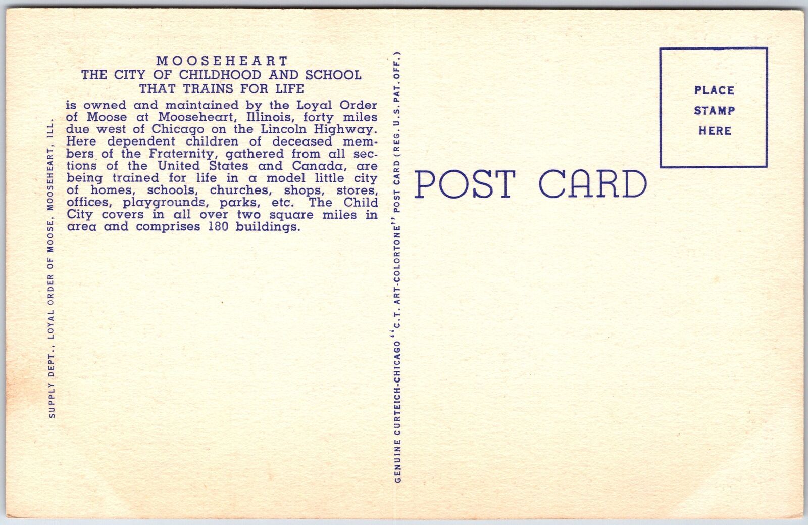 Vintage Postcard Thye Mooseheart Memorial Stadium Located at Mooseheart ...