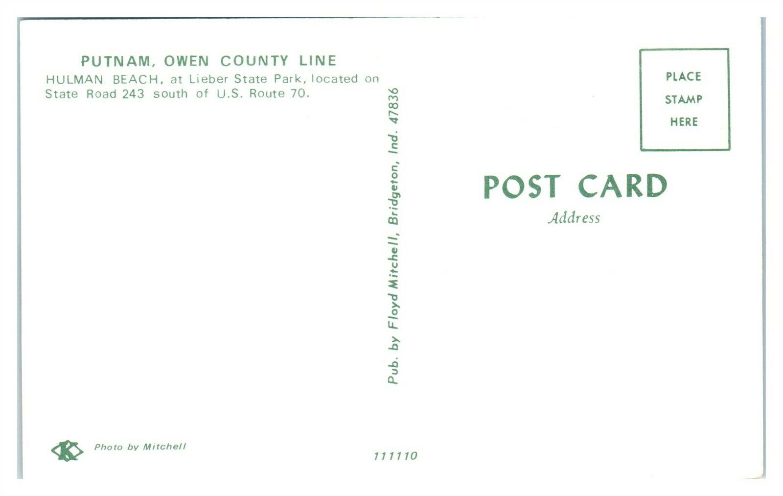 1950s/60s Hulman Beach, Putnam, IN Postcard *6J10 | United States ...