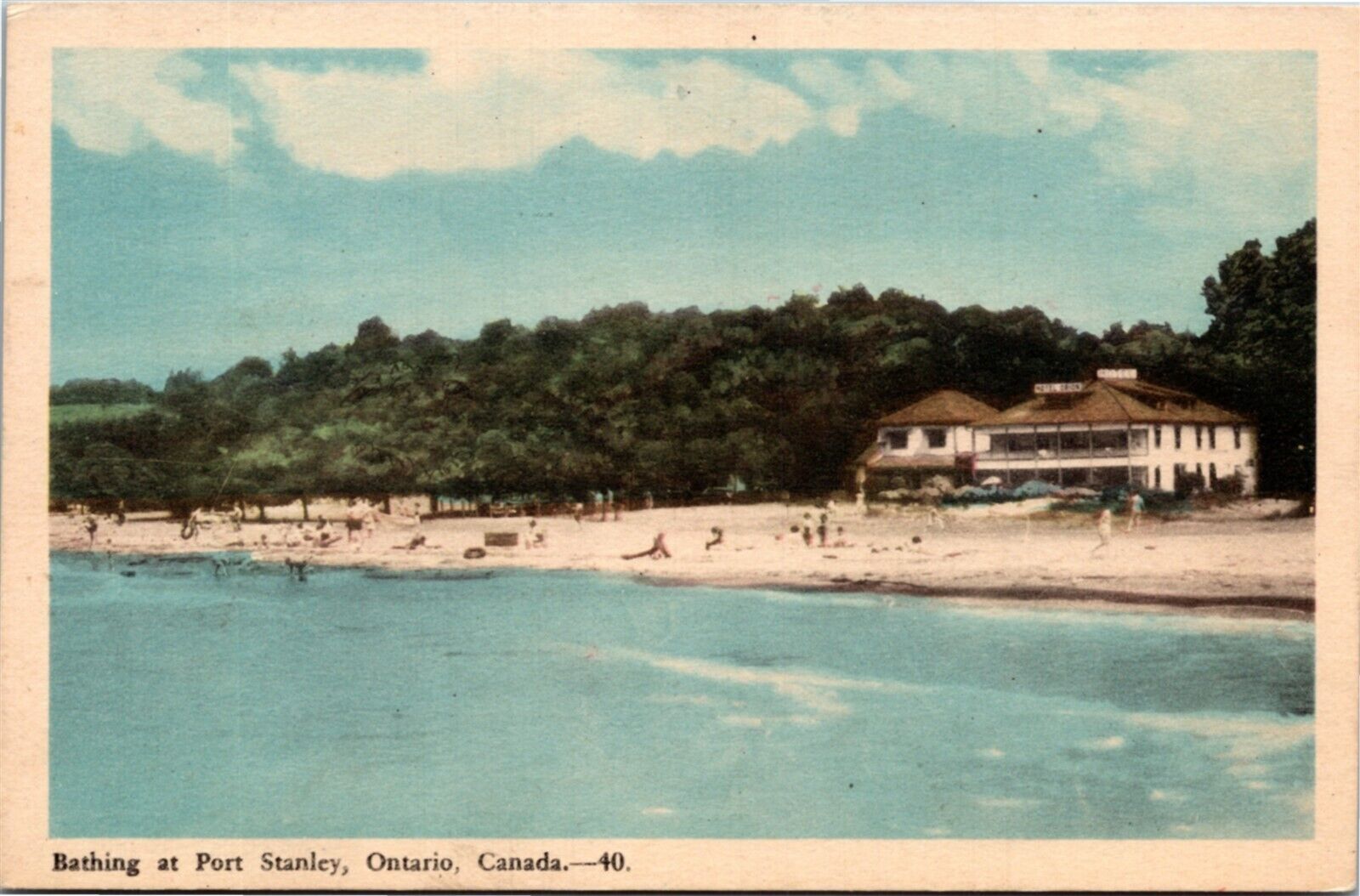 Postcard Ontario Port Stanley Beach Scene Sunbathing Hotel Orion PECO ...