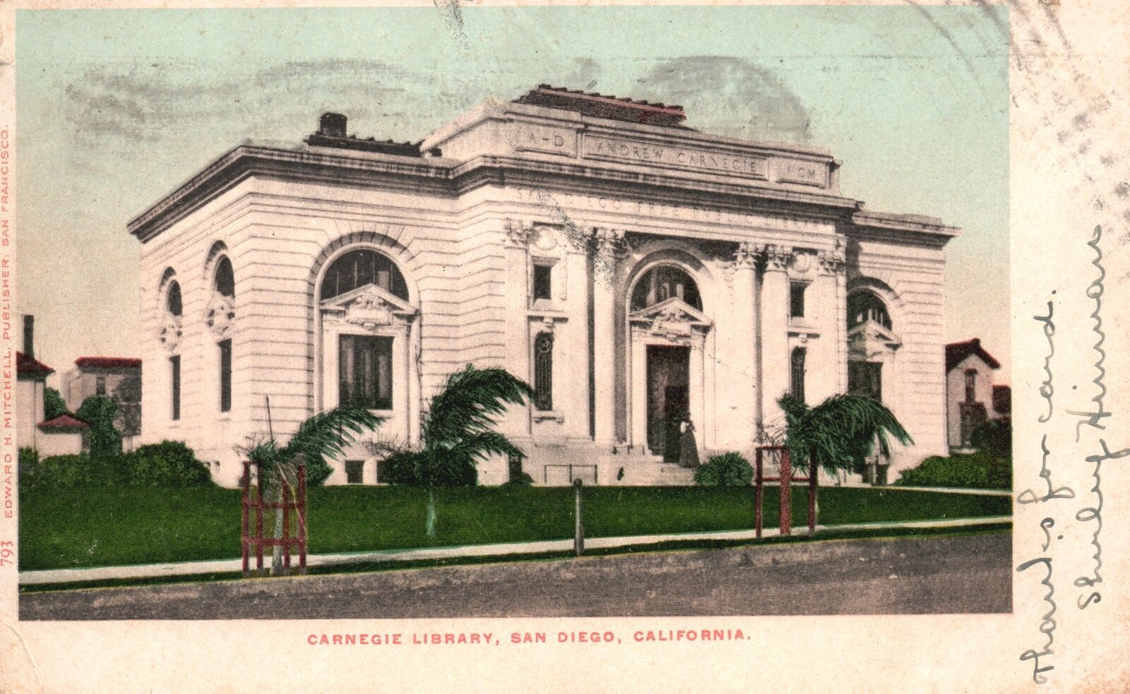 Vintage Postcard 1906 Carnegie Library San Diego California Edward ...