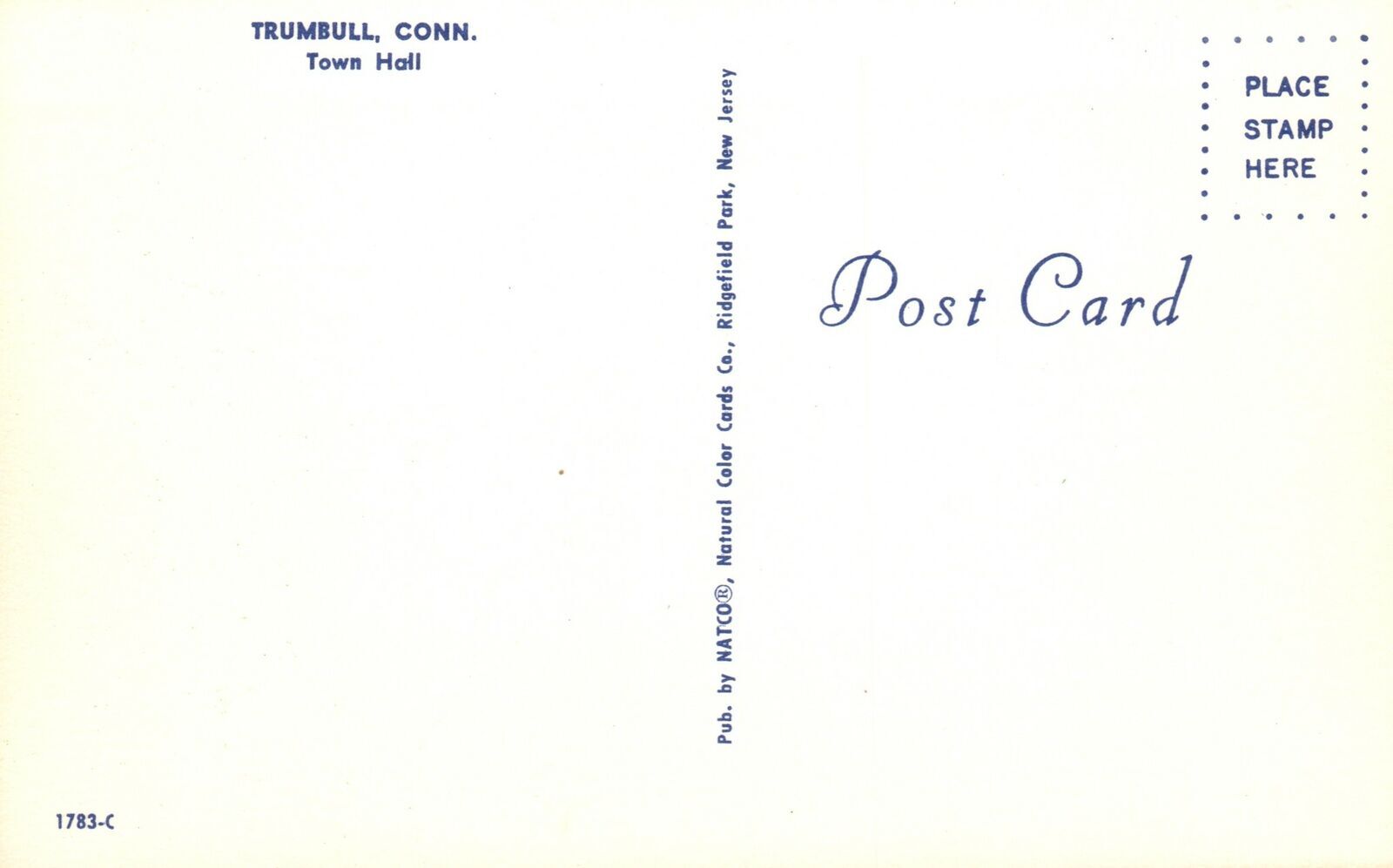 Vintage Postcard Town Hall Historic Building Trumbull Connecticut NATCO ...