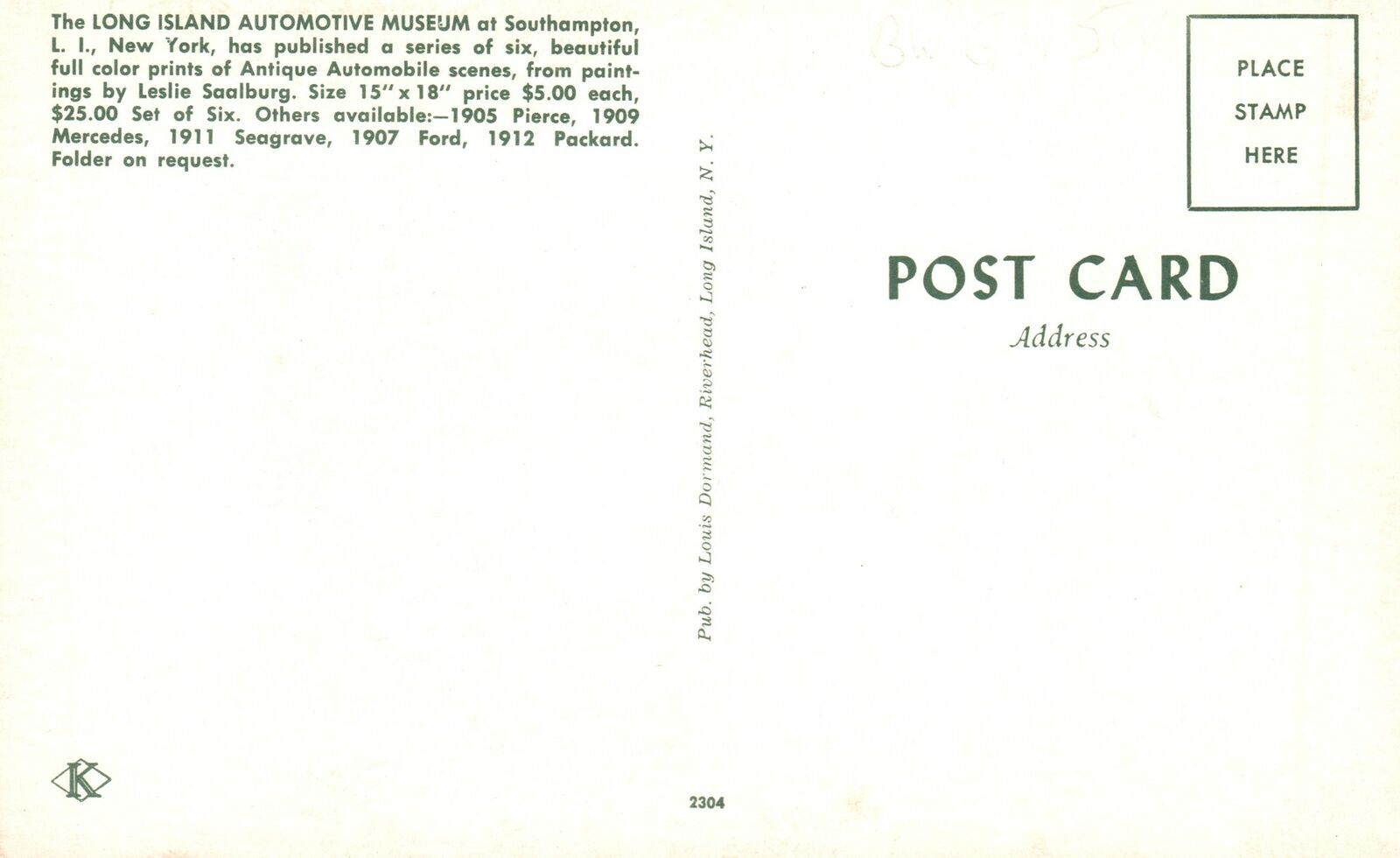 Vintage Postcard The Long Island Automotive Museum at Southampton New ...