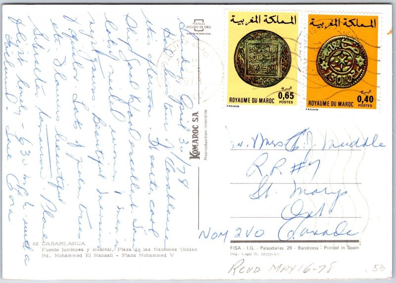 Vintage Continental Sized Postcard Pictorial MAP & Images of Casablanca ...