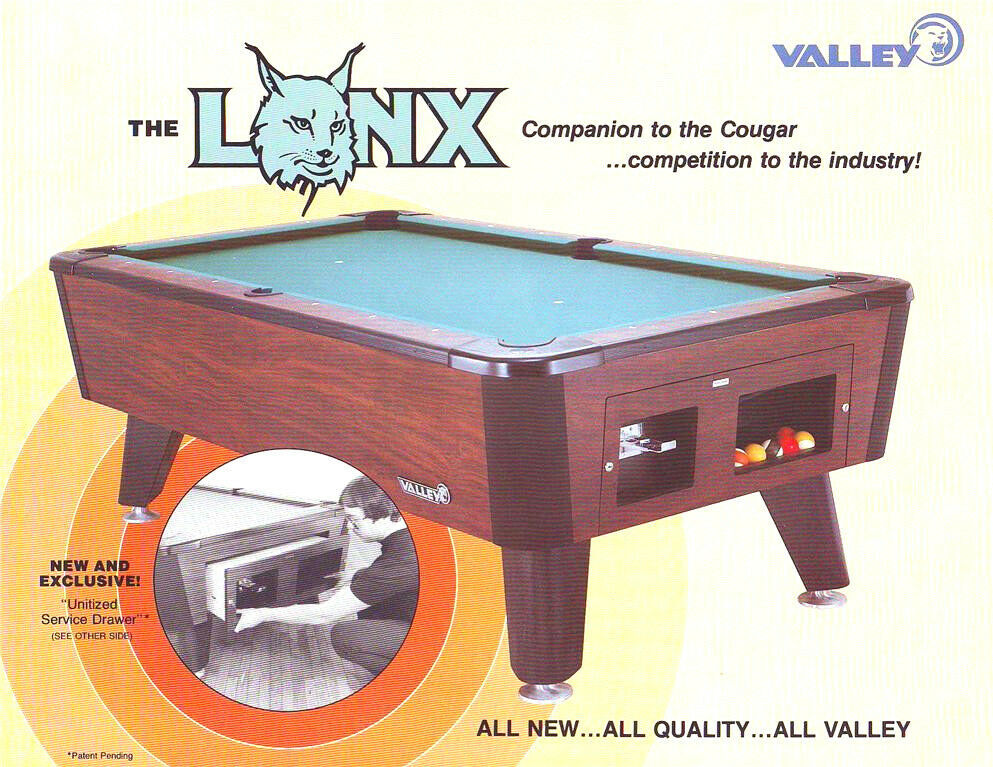 LYNX VALLEY NOS ORIGINAL POOL TABLE SALES FLYER Vintage Promo Artwork ...