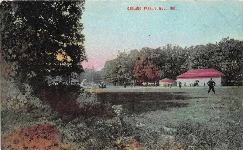 F93/ Lowell Indiana Postcard c1910 Oakland Park Baseball Game Field ...