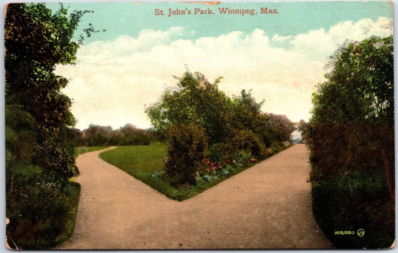 Vintage Postcard Scene at ST. John's Park in Winnipeg Manitoba Canada ...