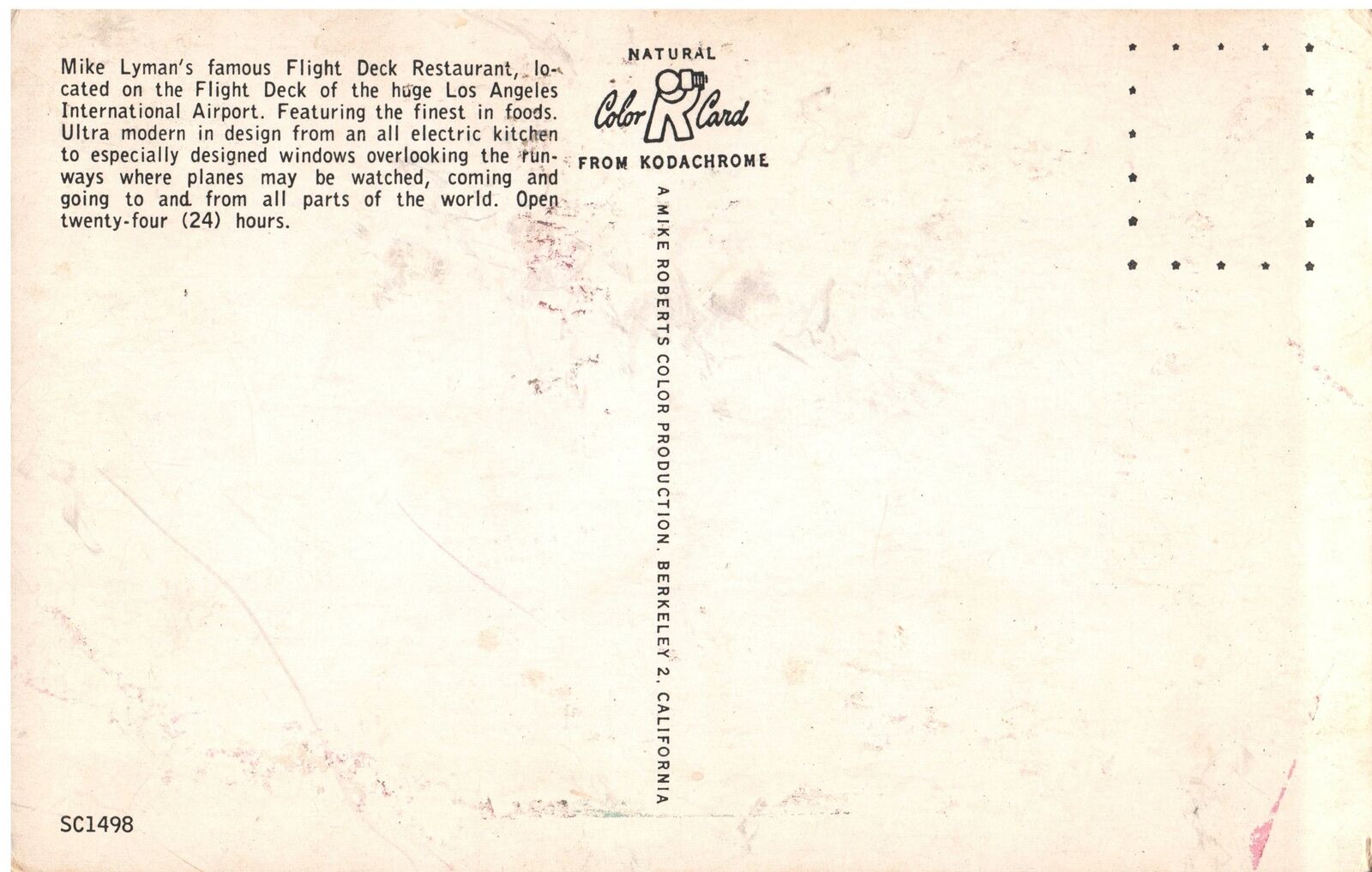 Vintage Postcard Mike Lyman's Famous Flight Deck Restaurant LOS Angeles ...