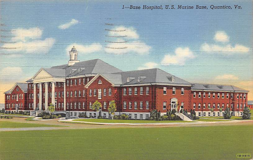 Base Hospital, U.S. Marine Base, Quantico, VA, USA 1943 light postal ...