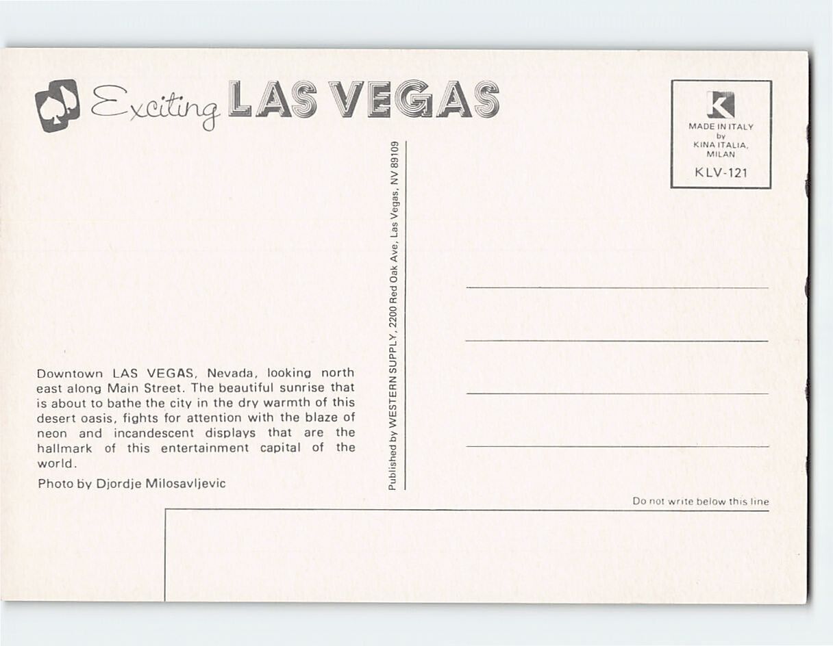 Postcard Downtown Las Vegas, looking north east along Main Street, Las ...