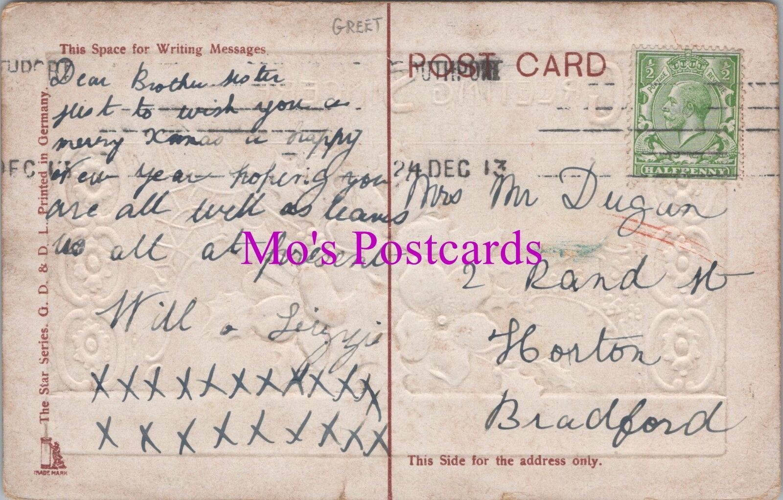 Genealogy Postcard - Dugun, 2 Rand Street, Horton, Bradford, Yorkshire ...