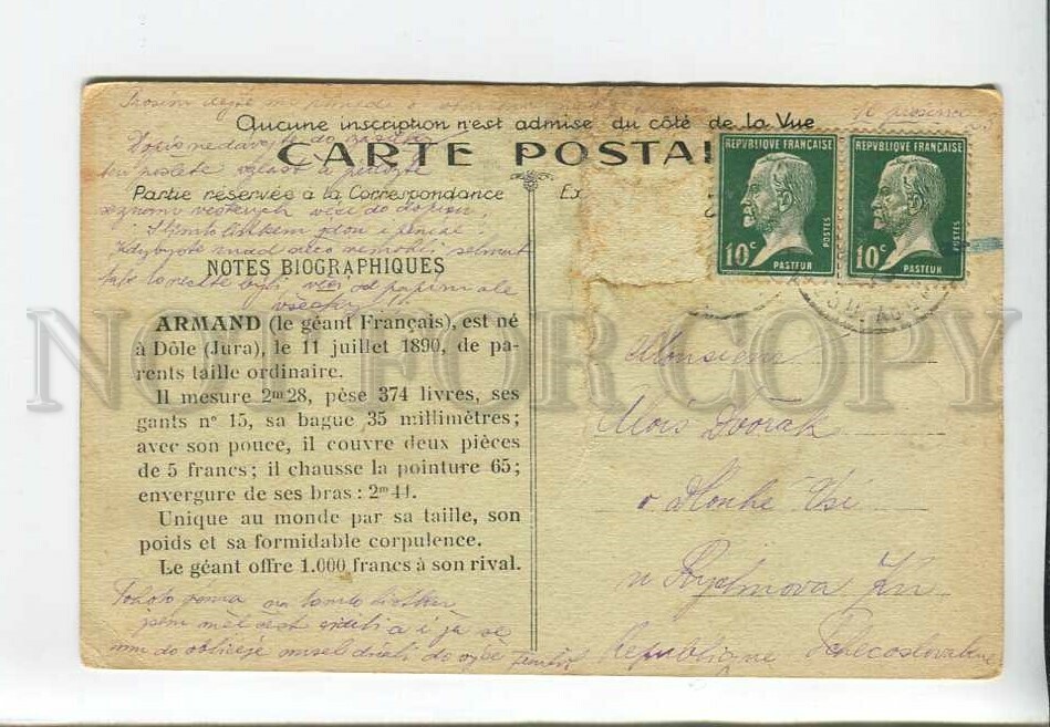 436247 ARMAND BRONNER Geant Francais French GIANT tallest man Vintage ...