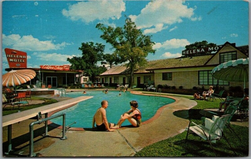 Houston, Texas Postcard HELENA MOTEL Pool Scene / Highway 90 Roadside ...