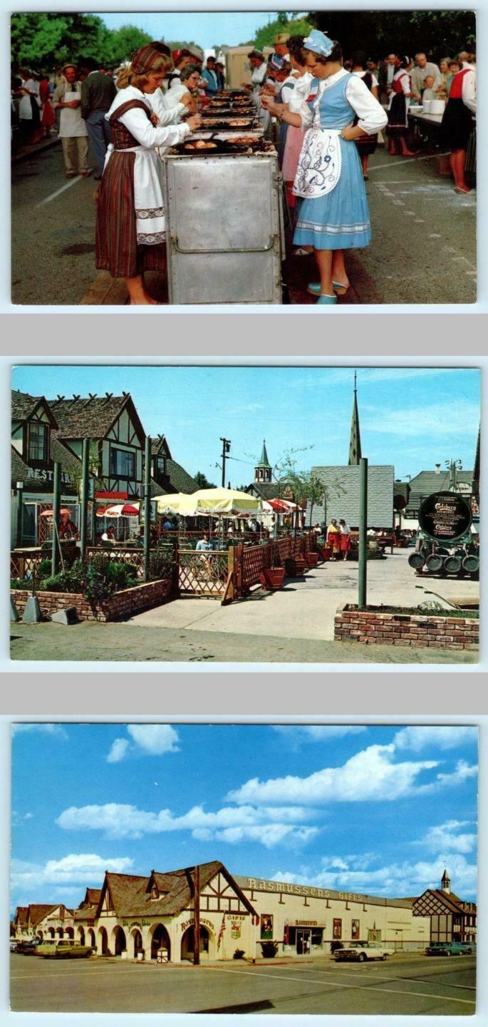 3 Postcards SOLVANG, CA Aebleskiver "DANISH DAYS" & Street Scenes 1960s ...