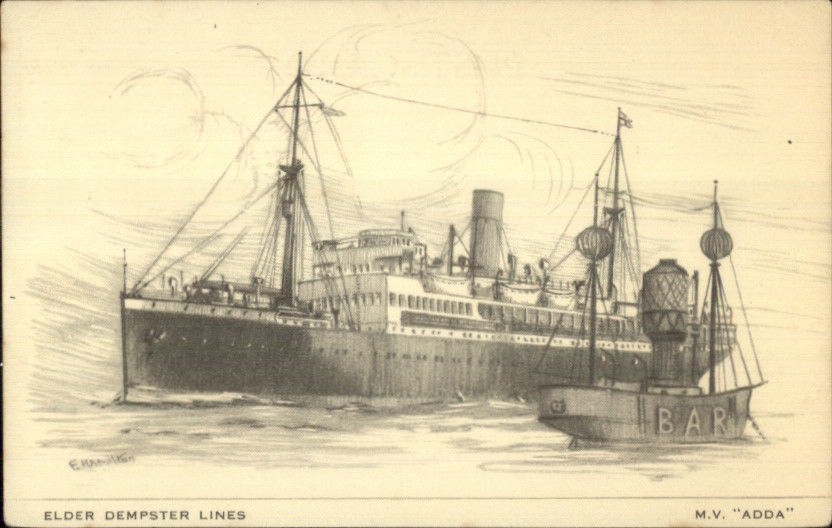 Elder Dempster Line Steamship & Lightship Lighthouse Ship? MV ADDA PC ...