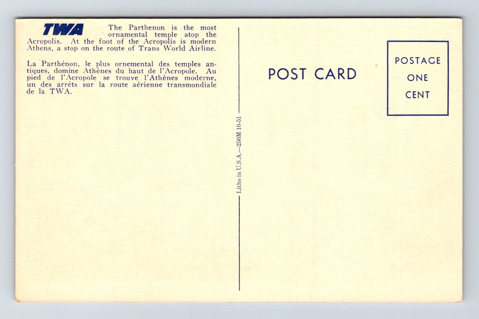 Athens Greece Acropolis Historical Ancient Landmarks Linen UNP Postcard ...