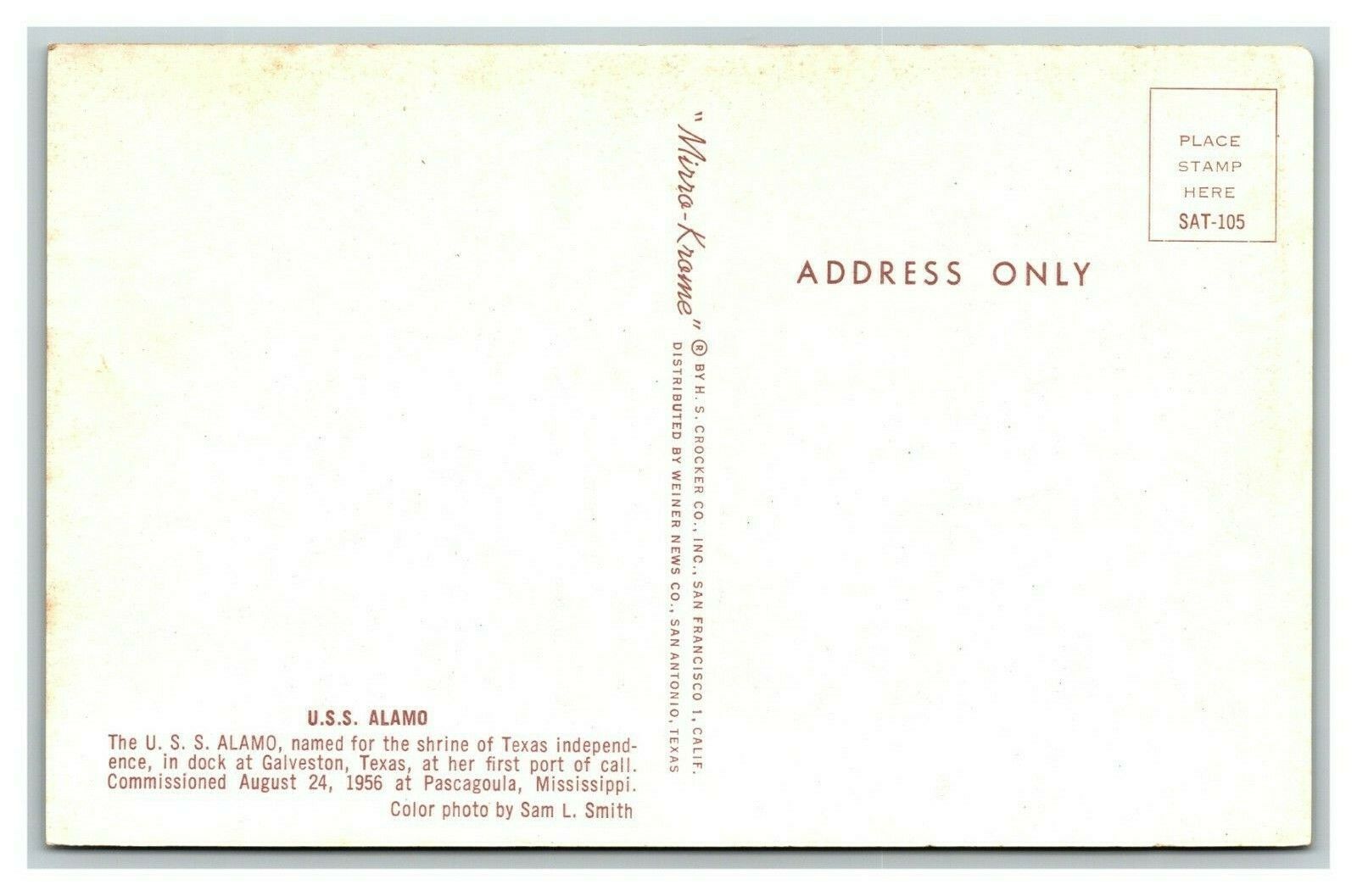 Vintage 1960's Postcard USS Alamo Dock Landing Ship Galveston Texas ...