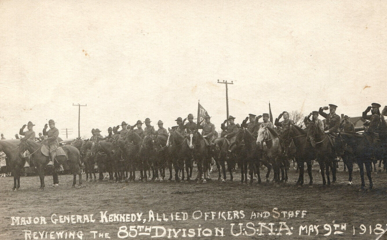 WWI 85th Division US Army General Kennedy Allied Officers Salute Review ...
