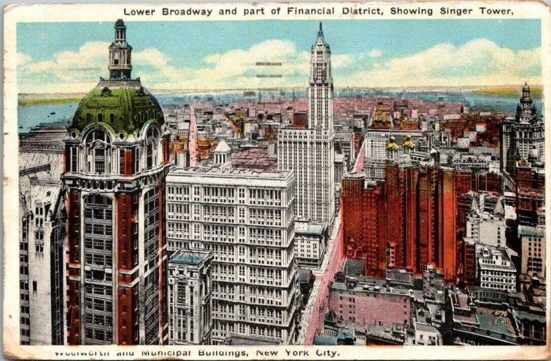 Vintage New York Postcard - Woolworth and Municipal Buildings New York ...