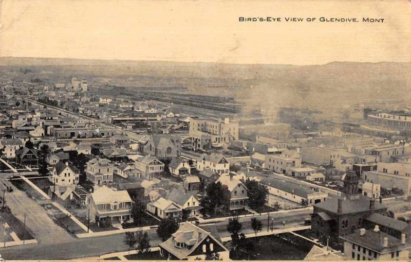 Glendive Montana Birds Eye View Vintage Postcard AA7782 | United States ...