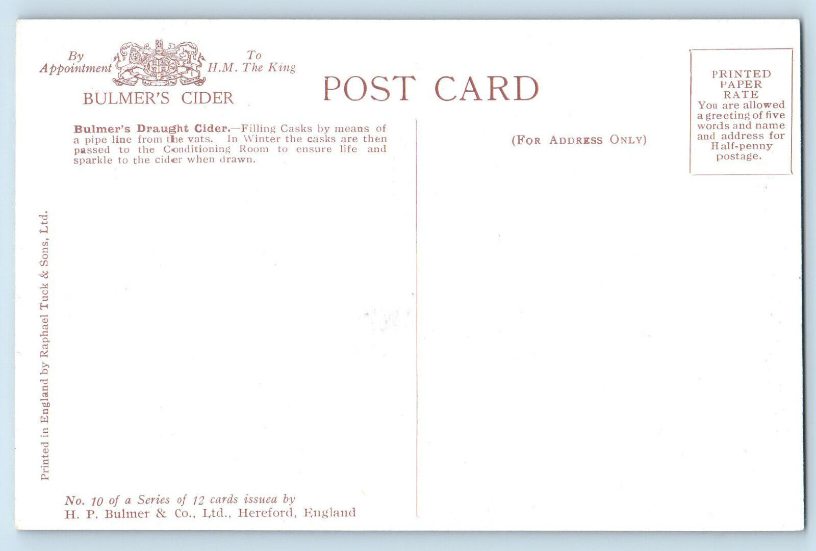 Hereford England Postcard Bulmer's Cask Filling Room c1950's Oilette ...