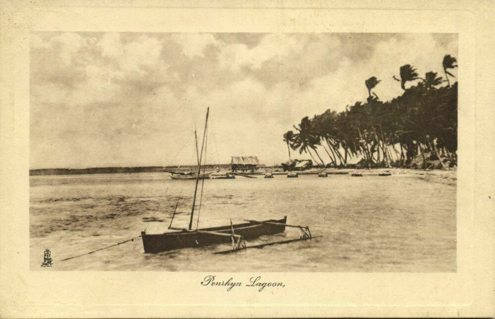 Cook Islands, Native Catamaran at Penrhyn Lagoon (1920s) Postcard ...
