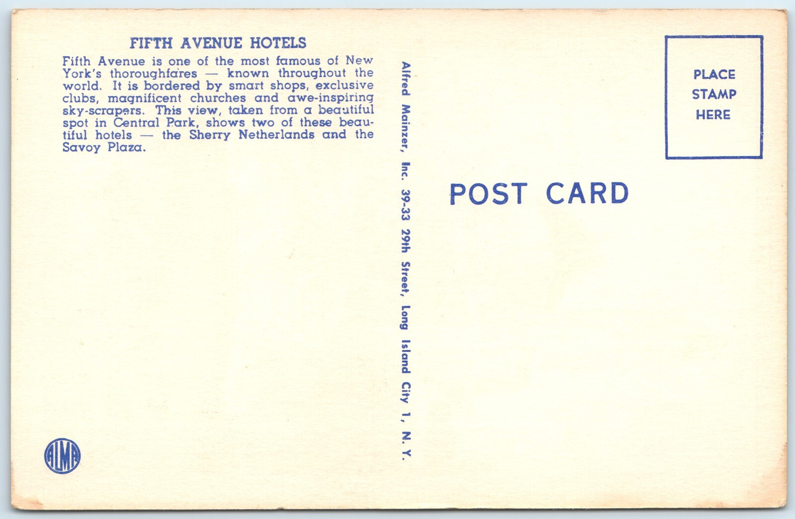 c1940s Manhattan New York City Central Park Bridge 5th Av Hotel Plaza ...