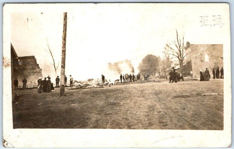 1912 Bennington KS Downtown Fire RPPC Disaster Ruins Photo Main St ...