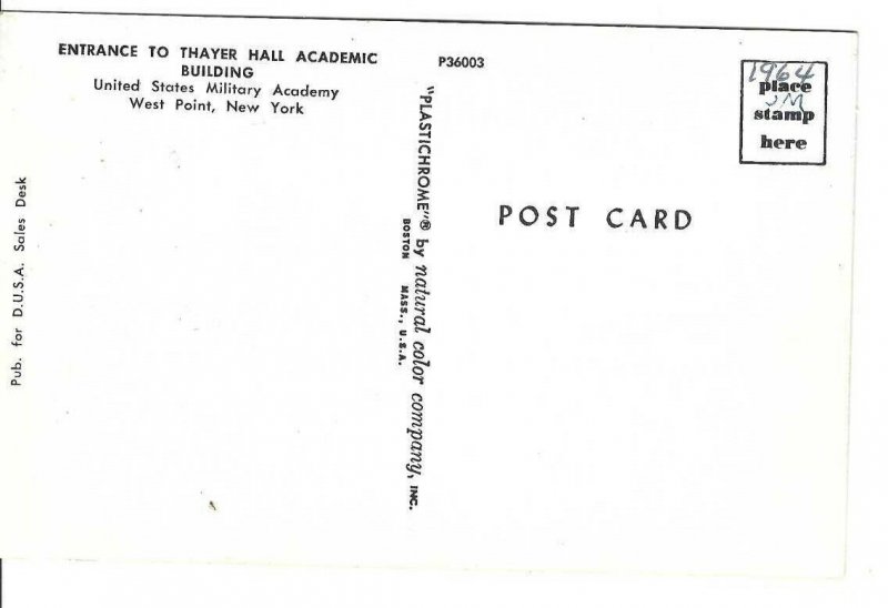 CH-019 NY West Point United States Military Academy Thayer Hall Chrome ...