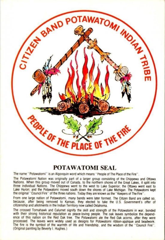 Native American POTAWATOMI SEAL Indian Tribe~Place Of The Fire 4X6 ...