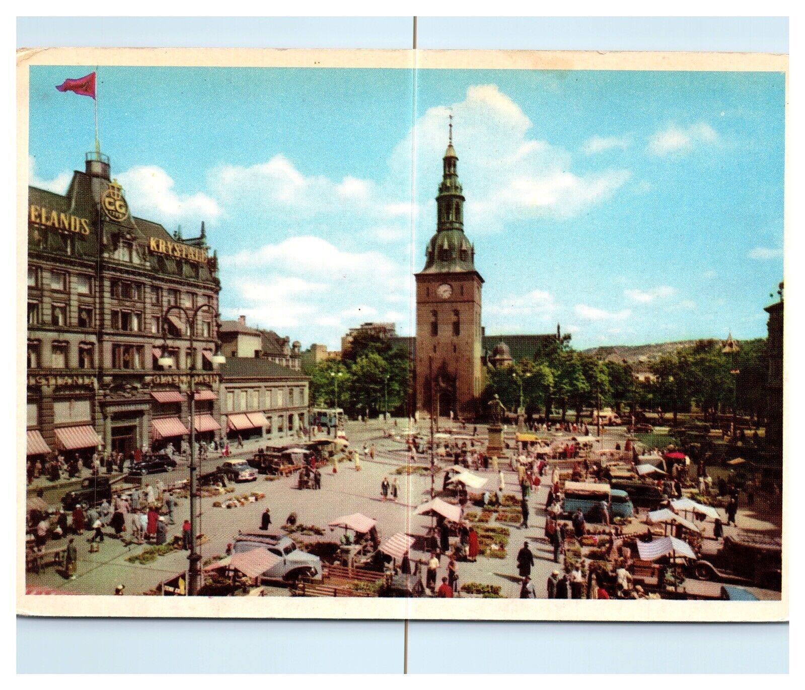 Oslo Stortorget Med Domkirken Downtown Clock Tower Chrome Postcard UNP ...