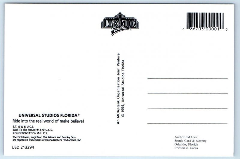 2 Postcards UNIVERSAL STUDIOS, Orlando FL ~ Amusement Park GLOBE 1994 ...