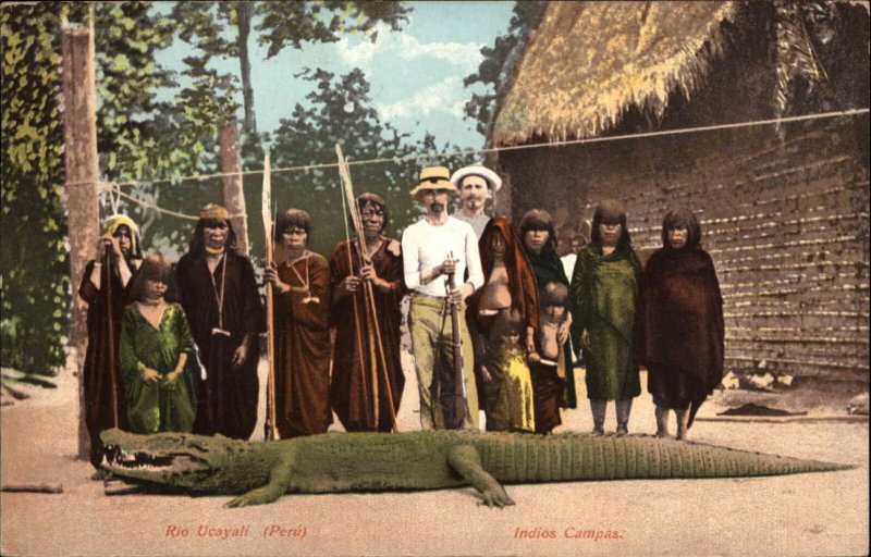 Native Indigenous People & Dead Alligator Rio Ucayali Peru Indios ...