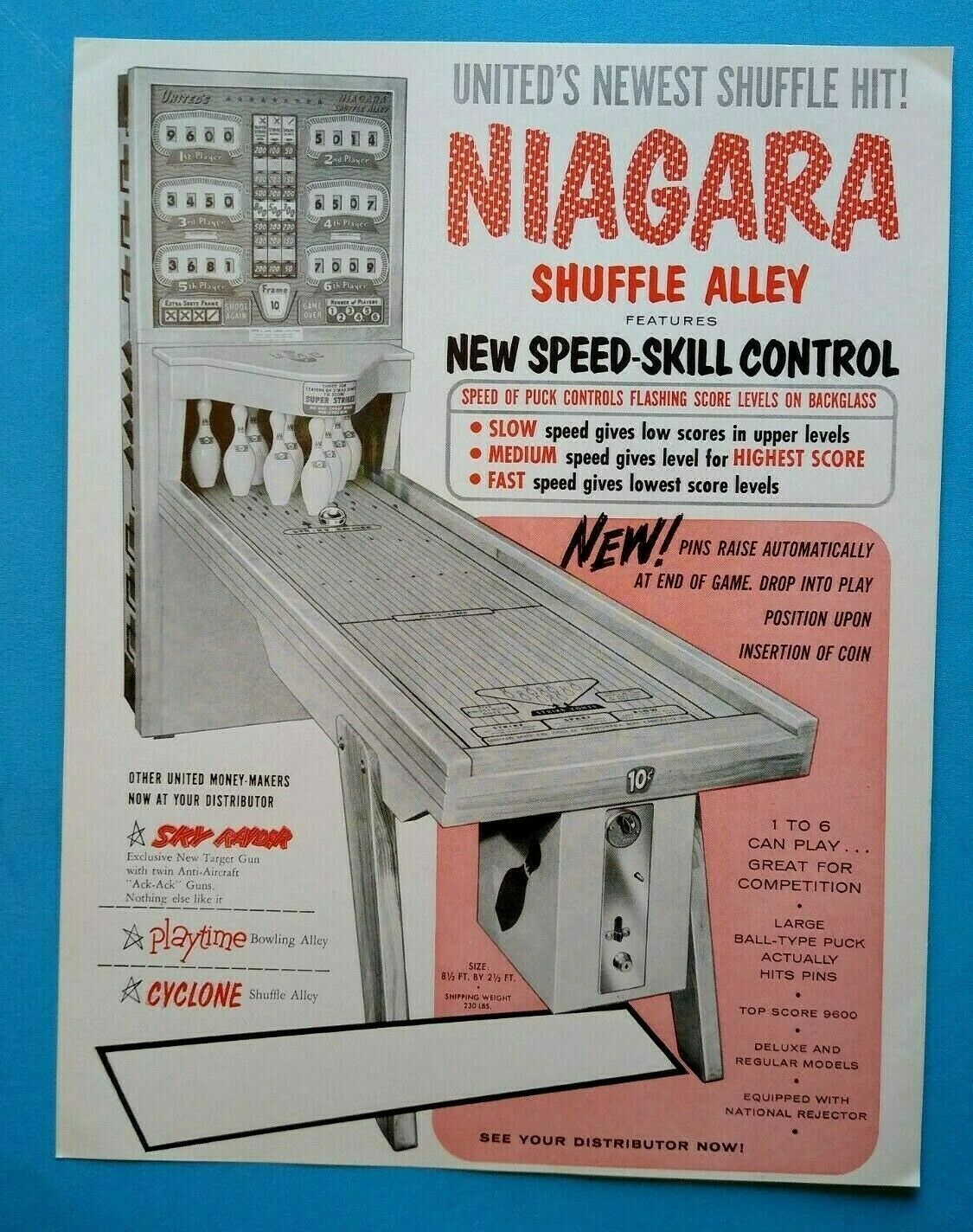 Niagara Arcade Flyer Original Vintage Shuffle Alley Game Art Print ...