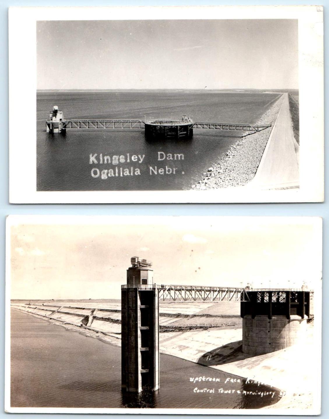 2 RPPC Postcards OGALLALA, Nebraska NE ~ KINGSLEY DAM Control Tower ...