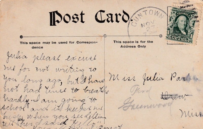 1905 Postale Avec Ben Franklin Tampon #300 Guntown Cancel - Pousse ...