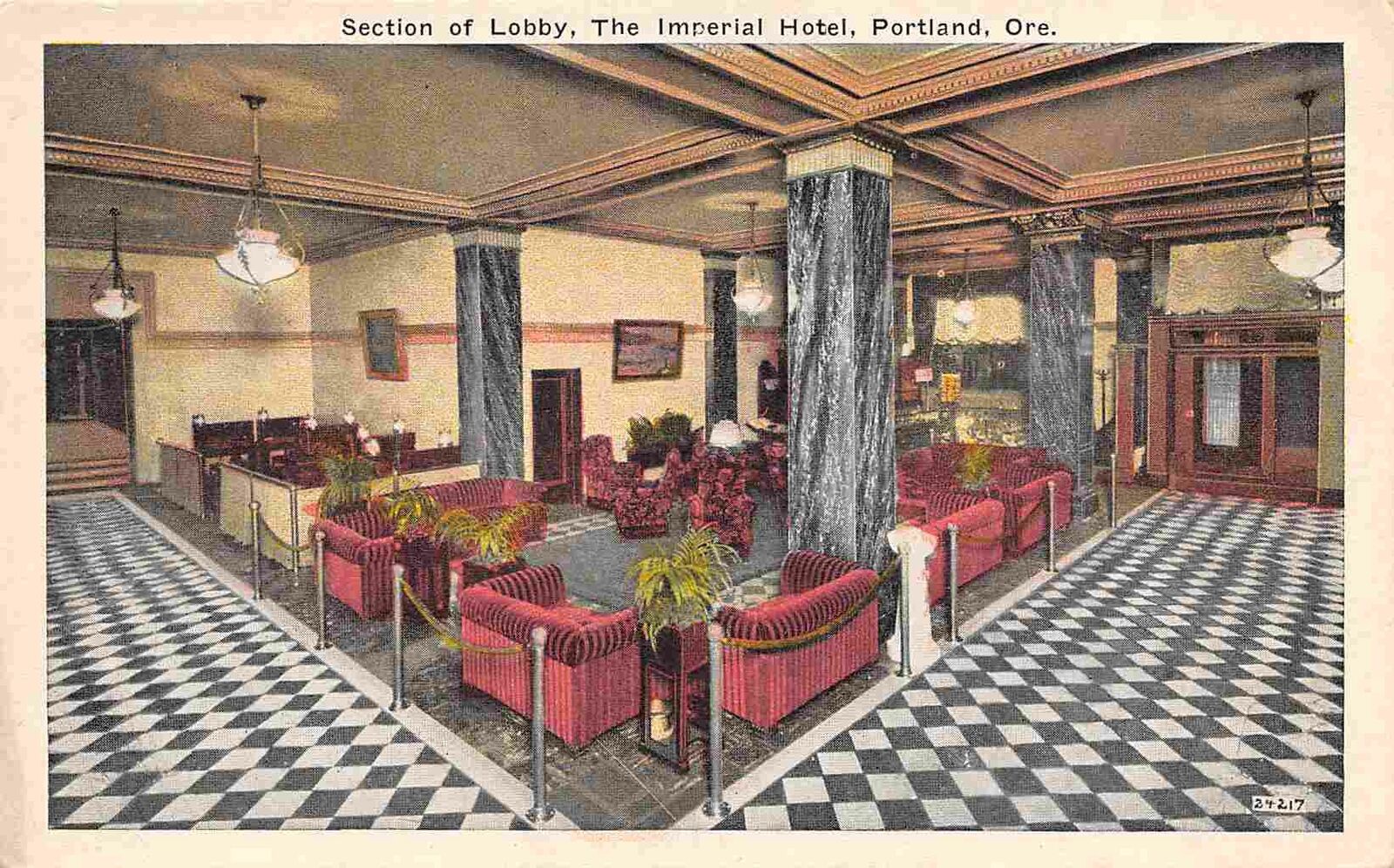 Imperial Hotel Lobby Interior Portland Oregon 1920s postcard | United ...