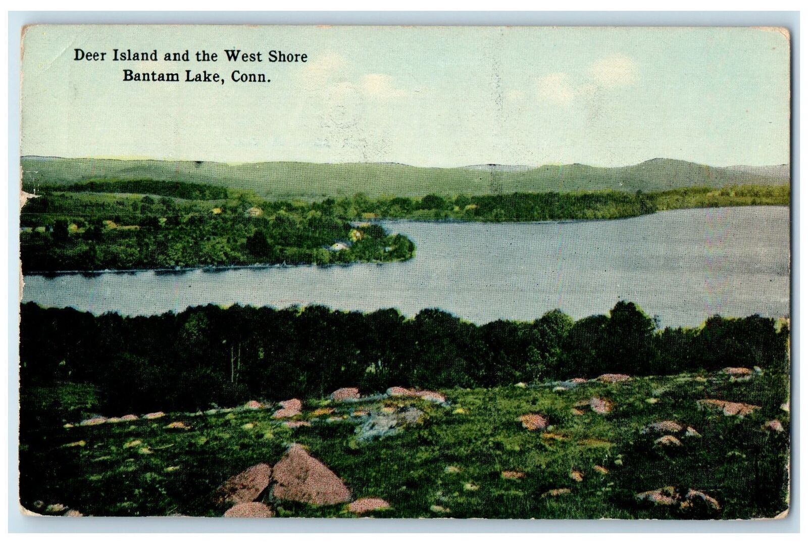 1917 Deer Island And The West Shore Bantam Lake Connecticut CT Posted ...