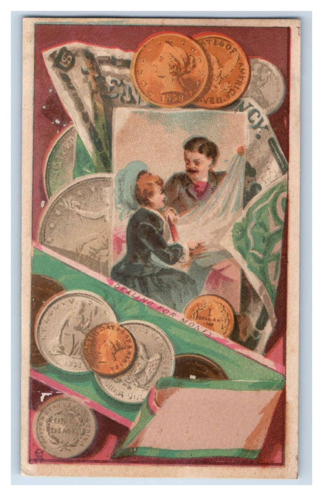 1880s Victorian Trade Cards U.S. Currency Coins Notes Bills Lot Of 2 ...