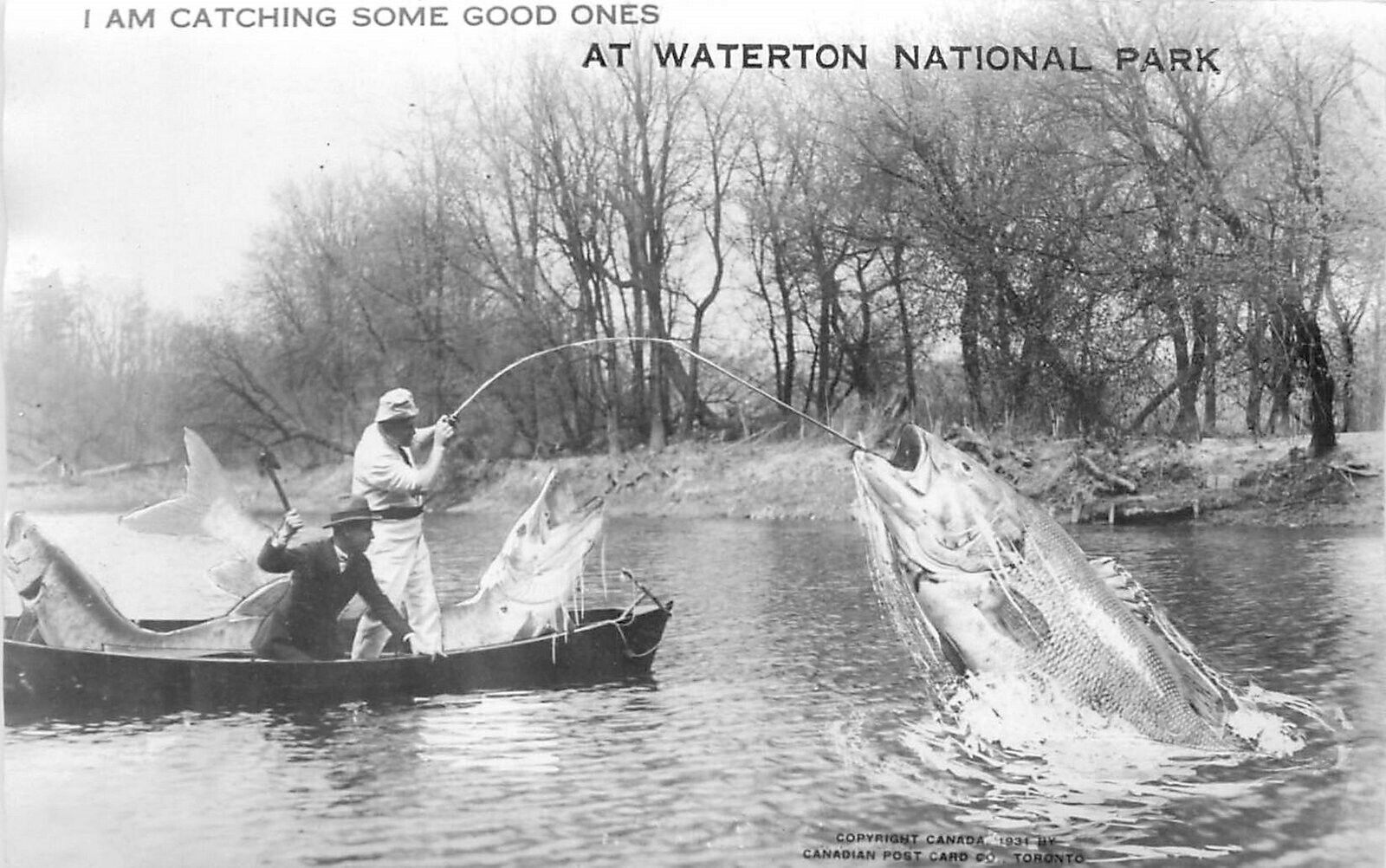 1930s Canada Fishing Exaggeration Watertown National Park Postcard 25 ...