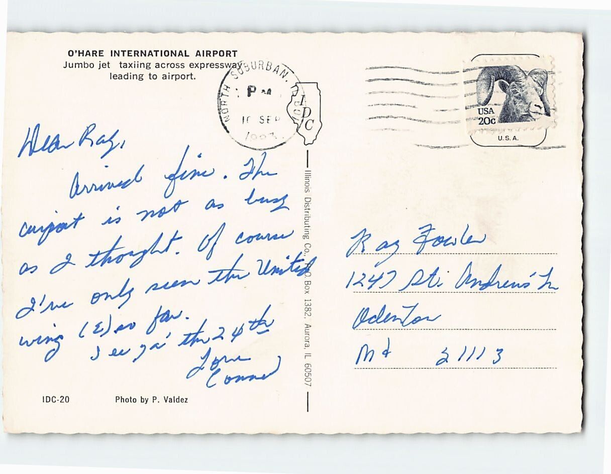 Postcard Jumbo jet, O'Hare International Airport, Chicago, Illinois ...