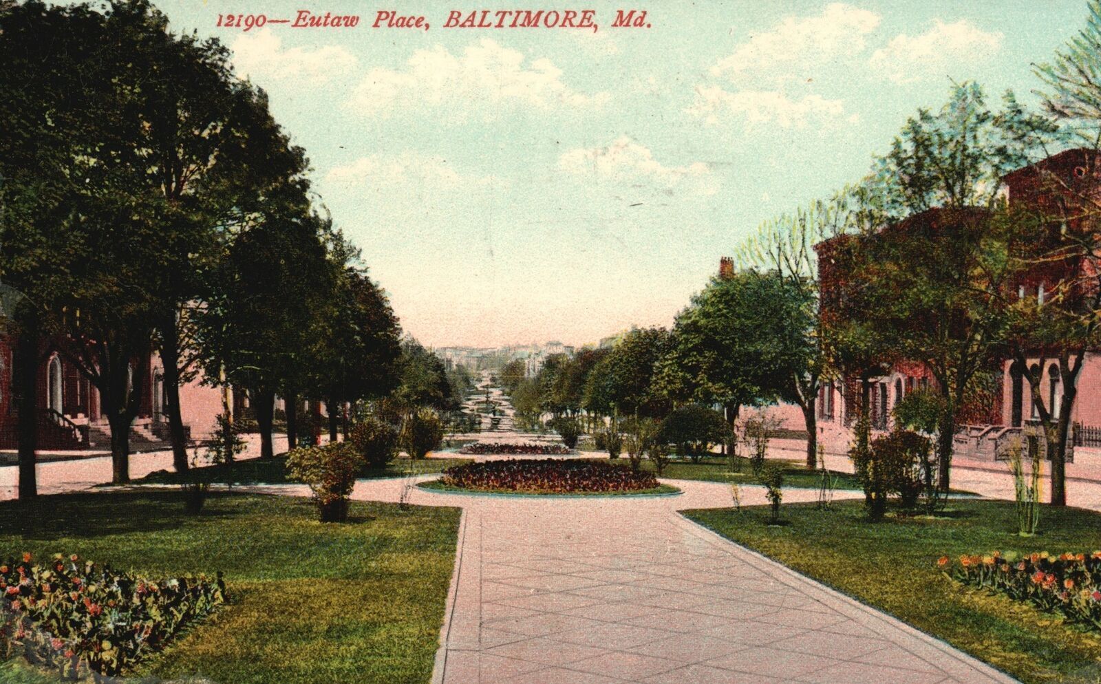 Vintage Postcard 1908 View of Eutaw Place Baltimore Maryland MD ...