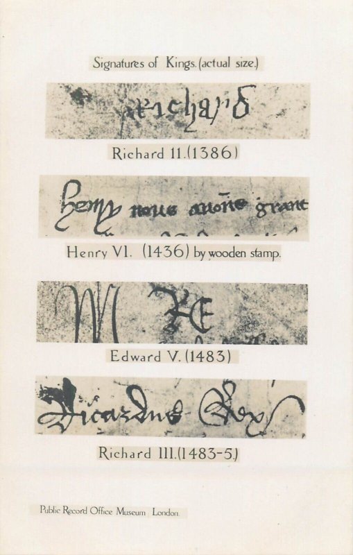 Lot of 5 postcards British historical figures & royalty signatures ...