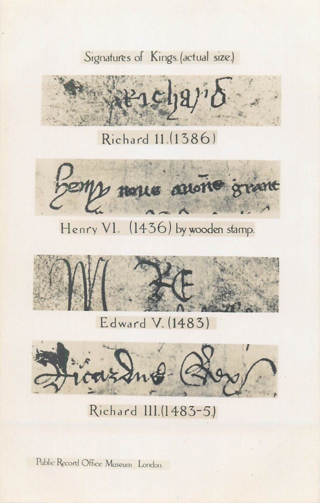 Lot of 5 postcards British historical figures & royalty signatures ...