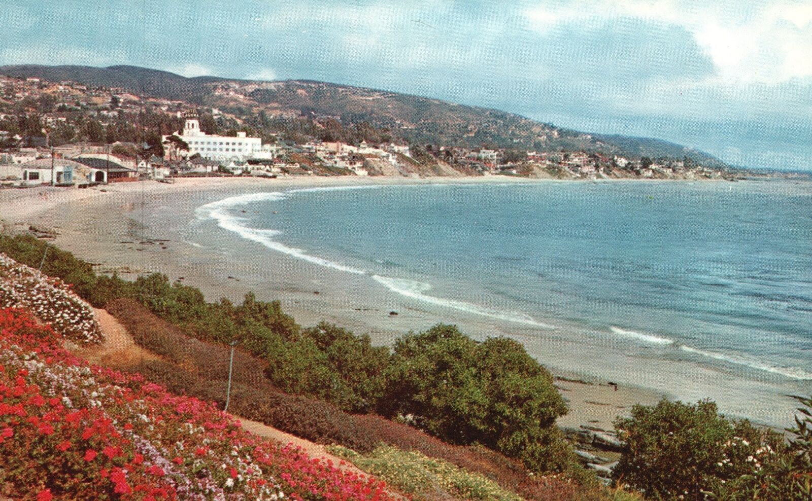 Vintage Postcard Laguna Bay Main Beach From Sloping Laguna Beach ...